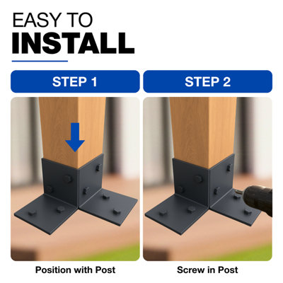 Pergola Floor Bracket Anthracite Grey - Fence Post Corner Bolt Down ...