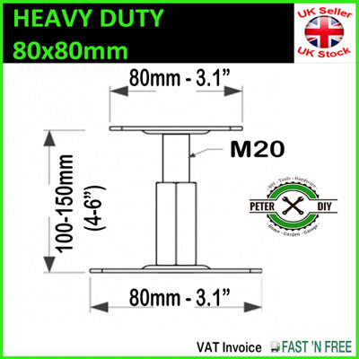 PERGOLA Post Support BOLT DOWN Heavy Duty Galvanised Fence Foot Anchor ...