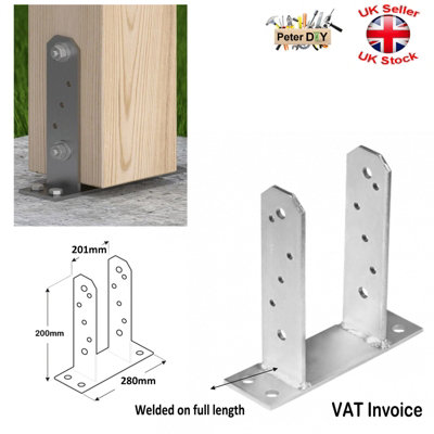 PERGOLA POST SUPPORT Heavy Duty Galvanised ("TT" Type) Foot Shoe Fence ...