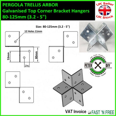 PERGOLA TRELLIS ARBOR Galvanised Joist Hanger Support Top Corner ...