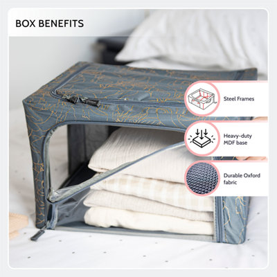 Periea Beau Folding Collapsible Stackable Fabric Home Storage Boxes ...