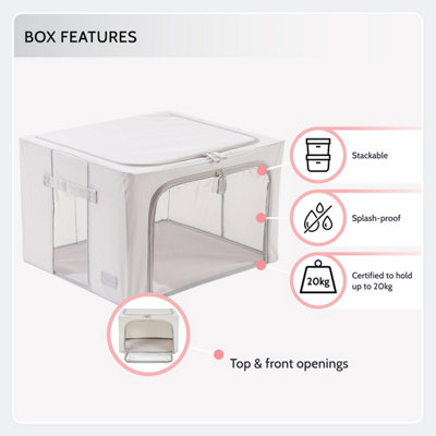 Periea Beau Folding Collapsible Stackable Fabric Home Storage Boxes ...