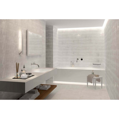 Perla White Plain Pearlescent Shimmer Effect Matt 300mm x 600mm ...