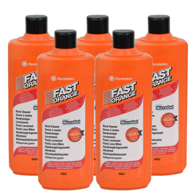 Permatex Fast Orange Hand Cleaner Pumice Workshop Garage Scrub 5x440ml