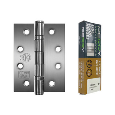 PERRY POLISHED 100mm Stainless Steel Ball Bearing Fire Door Hinges ...