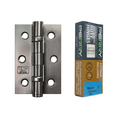 PERRY POLISHED 75mm Stainless Steel Ball Bearing Butt Hinges - Grade 7 ...