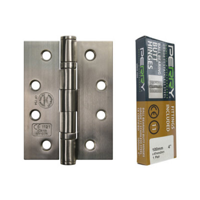 PERRY SATIN CHROME 100mm Stainless Steel Fire Door Hinges - Grade 11 CE ...