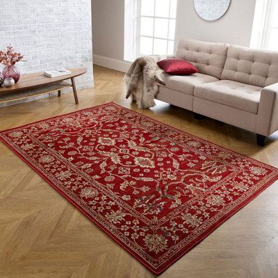 Persian Easy to Clean Graphics Red Traditional Rug for Dining Room-80cm ...