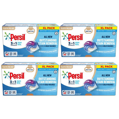 Persil 3 in 1 Non Bio Washing Capsules Gentle to Sensitive Skin 40W, 4 Pack