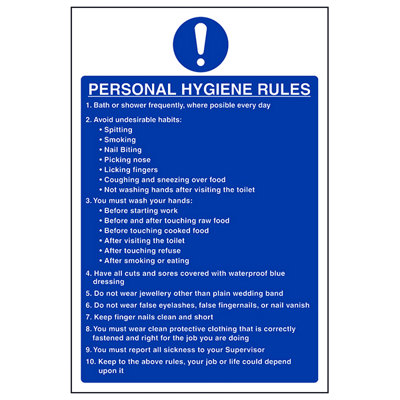 Personal Hygiene Rules Catering Sign - Rigid Plastic - 200x300mm (x3 ...