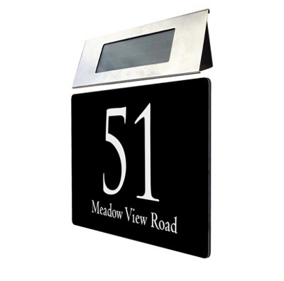 Personalised Aluminium House Sign with Solar Light Customised with Your ...