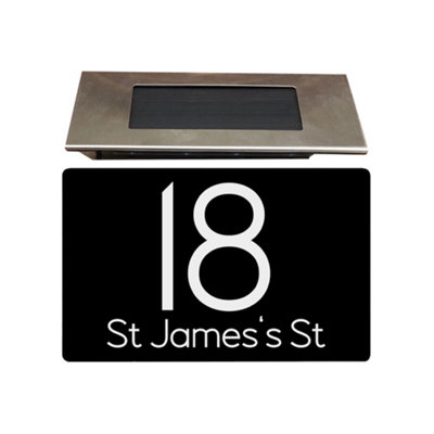 Personalised Aluminium House Sign with Solar Light Customised with Your ...