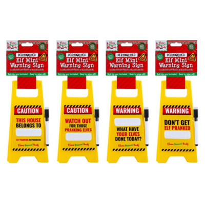 Personalised Elves Behavin' Badly Warning Sign with Pen for Kids