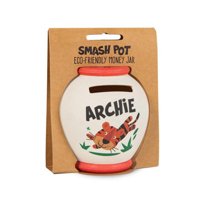 Personalised Smash Pot Moneybox - Archie - With Over 100 Popular Names ...