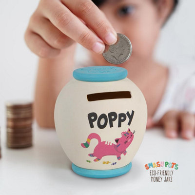 Personalised Smash Pot Moneybox - Poppy - With Over 100 Popular Names ...
