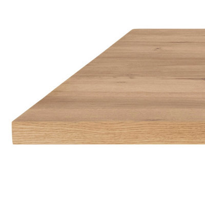 Perth 220cm Natural Oak Veneer Rectangular Dining Table with Black Metal Legs