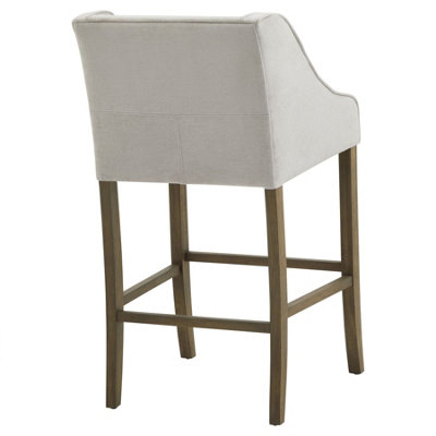 Perugia Modern Upholstered Bar Stool with Rustic Wooden Legs