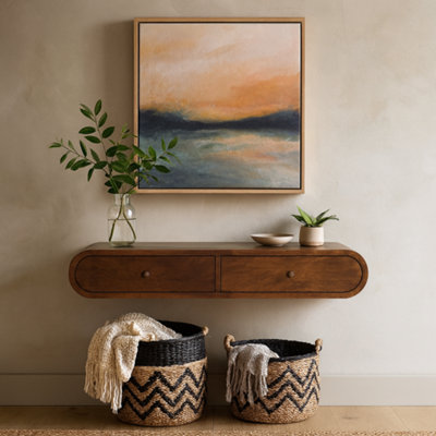 Peschiera Floating Chestnut Console - 2-Drawer Solid Mango Wood