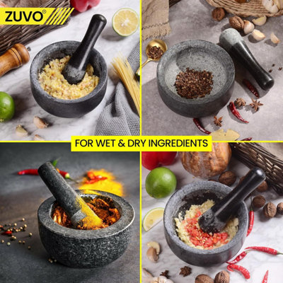 Pestle and Mortar Set Solid Natural Stone Durable Grinder for Kitchen ...