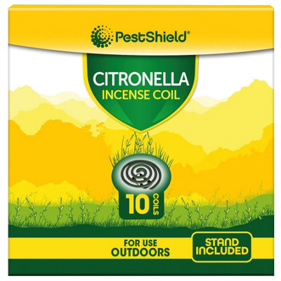 PestShield Outdoor Citronella Incense Coils with Stand - Green - Pack of 10