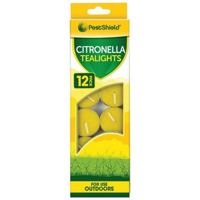 PestShield Outdoor Citronella Tealights - Yellow - Pack of 12 | DIY at B&Q