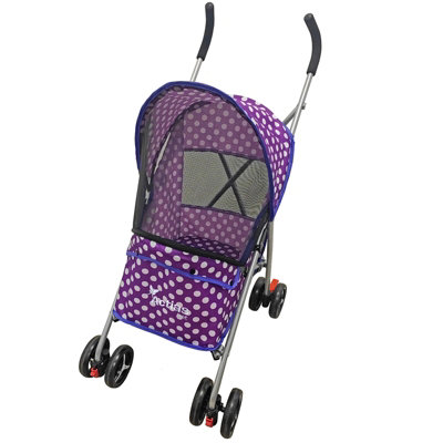 Pet Dog Puppy Stroller Pram Pushchair in Purple Dot