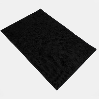 Pet Drying Mat Noodle Microfiber Quick Dry Dog Rug Towel Travel - Black