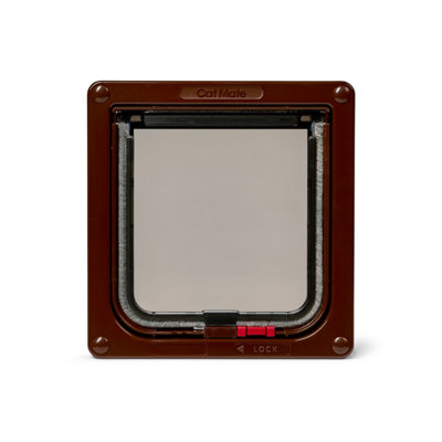 Pet Mate Lockable Cat Flap 2 Way Locking Brush Sealed Door - Brown ...