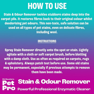 Pet Pro Stain & Odour Remover Spray, Powerful Professional Cleaner for ...