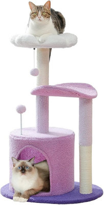 PETEPELA Small Cat Tree 84cm Modern Scratching Post for Small to Medium ...