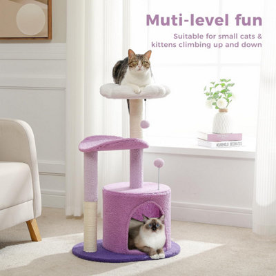 PETEPELA Small Cat Tree 84cm Modern Scratching Post for Small to Medium ...