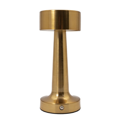 Petite Brushed Satin Gold Rechargeable Battery Touch Dimmable Table Lamp