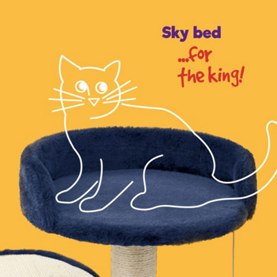 Petlicity Cat Activity Centre with Bed Navy