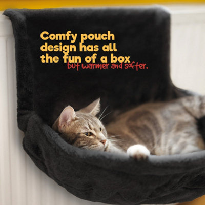 PETLICITY Deluxe Plush Cat Radiator Bed - Black | DIY at B&Q