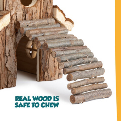 PETLICITY Wooden Hamster Playground - Small Pet Climbing Toys, Wooden ...