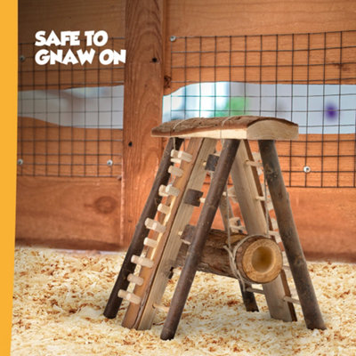 PETLICITY Wooden Hamster Playground - Vertical Climb & Hide Play House