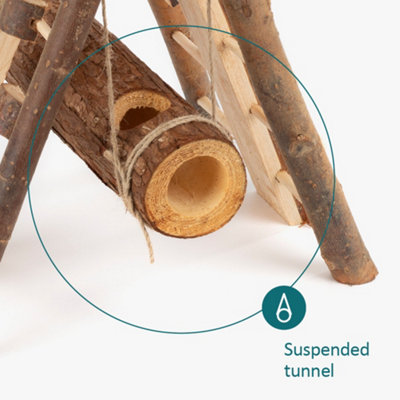 PETLICITY Wooden Hamster Playground - Vertical Climb & Hide Play House