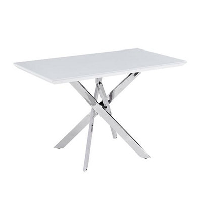 Petra Small Glass Top High Gloss Dining Table In White