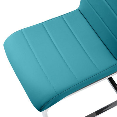 Petra Teal Faux Leather Dining Chairs In Pair