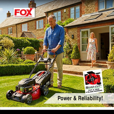 PETROL LAWN MOWER WOLF FOX 4 BLADES 510E 20", 51CM, ELECTRIC START ...