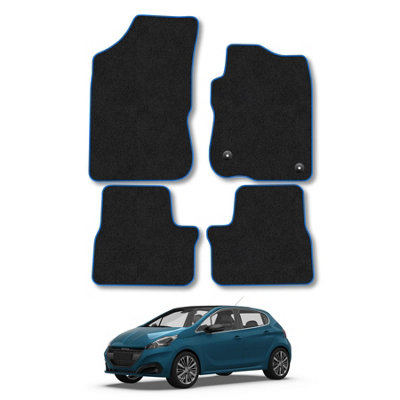 Peugeot 208 2012-2020 Car Mats Blue Trim Carpet Tailored Easy Clean Clips