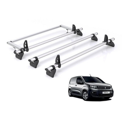 Peugeot Partner Roof Rack for 2018+ Standard (L1) 3x Bars & Roller ...