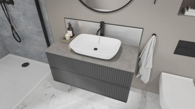 Pewter Terrazzo Square Edged Solid Core Worktop (L)1500 x (W)425 x (T)12mm