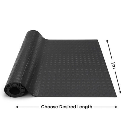 PG Floor Rubber Matting Roll 4m x 1m, 20m Black Non Slip Coin Mat ...