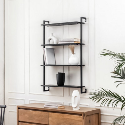 Phantom Solid Wood and Metal Wall Mounted Shelf