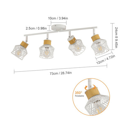 Pheashine 4 Head Adjustable Iron Ceiling Light, 73cm Rotatable ...