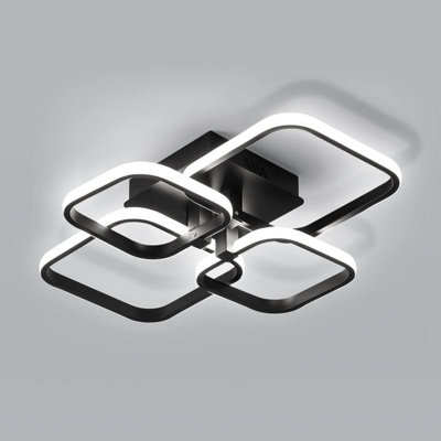 PHEASHINE BLACK LED CEILING LIGHT 4-SQUARE MODERN DESIGN 60W 6000K