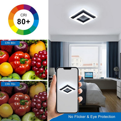 Pheashine Black Square Acrylic 30w 3300lm 6500k Cool White LED Ceiling ...