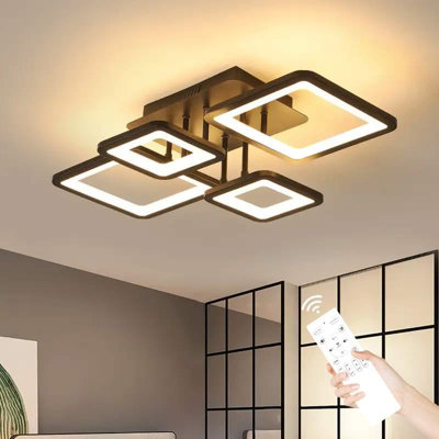 Pheashine Black Square Acrylic LED Ceiling Light 54W Dual Frame ...