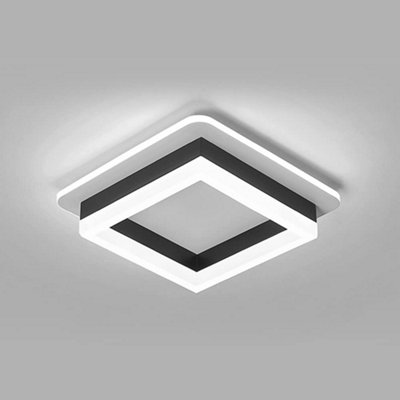 Pheashine Black Square LED Ceiling Light 24W Geometric Acrylic Design ...